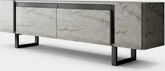 Asir Group LLC Mobile Tv Moderno In Melaminico E Metallo 180 Cm Yildiz Travertino - Nero