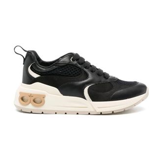 Ferragamo Schwarze Leder Panel Sneakers - - Shoes - Damen - Schwarzk - 35 EU