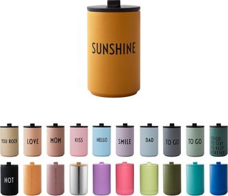 DESIGN LETTERS Thermobecher SUNSHINE | Thermobecher kaffee to go | Kaffeebecher To Go aus Edelstahl doppelwandig isoliert, auslaufsicher | Geschenke für frauen, Männ