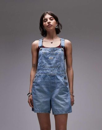 Levi's Salopette courte style utilitaire - Bleu clair délavé-Bleu marine