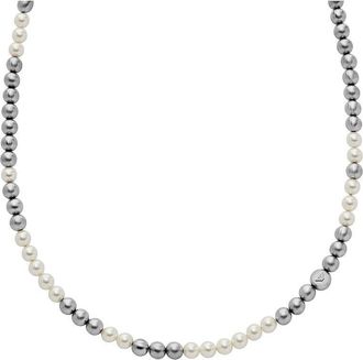 Emporio Armani Herren-Edelstahl-Halskette mit Karabinerverschluss, Grau und Weiß