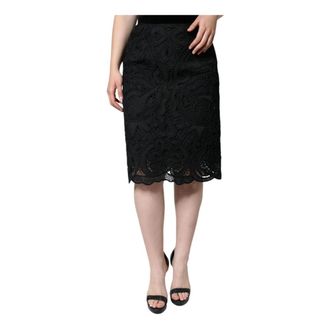 Dolce & Gabbana Schwarzer Blumen Spitzen Bleistiftrock - - Skirts - Damen - Schwarzk - 2XL