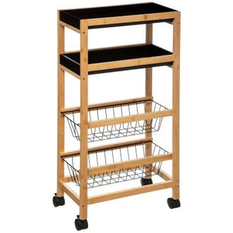 5five Simply Smart 5five Simply Smart - K&uuml;chenwagen aus Bambus, 2 K&ouml;rbe, ausnehmbare Tabletts