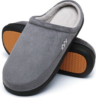 Mishansha Hausschuhe Herren Damen Winter Pantoffeln Hüttenschuhe Gefütterte Warme Hausschuhe für Männer Frauen Französisches Grau, Gr.40 EU