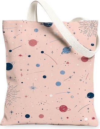 Generic Sacs fourre-tout en toile &agrave; motif cosmique, galaxie, &eacute;toiles, sacs de courses r&eacute;utilisables, &eacute;l&eacute;gants et l&eacute;gers, lavables, p&ecirc;che, 13x15 Inch