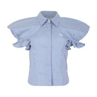 Vivienne Westwood Gestreiftes- drapiertes Kurzarmhemd - - Blouses & Shirts - Damen - Blau - 2XS