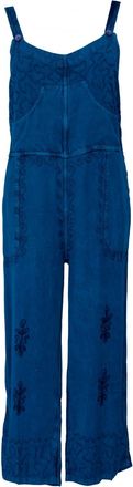 Guru Shop Latzhose, Boho Hose, Bestickter Overall - Jeansblau, Damen, Synthetisch