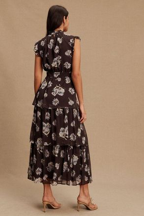 Next Maxikleid Hochgeschlossenes, gestufes Maxikleid mit Print (1-tlg)