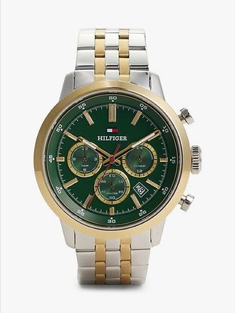 Tommy Hilfiger Montre chronographe bicolore &agrave; cadran vert