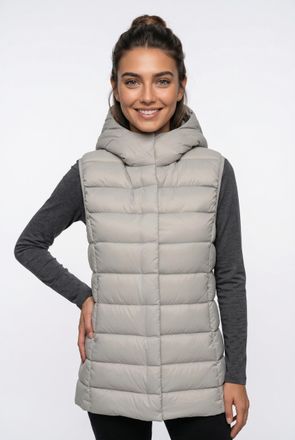 Only Steppweste ONLY ONLRUBY QUILTED DOWN HOOD WAISTCOAT OTW, Damen, Gr. XL, grau (string), Steppware, Obermaterial: 100% Nylon, unifarben, normal, Westen 