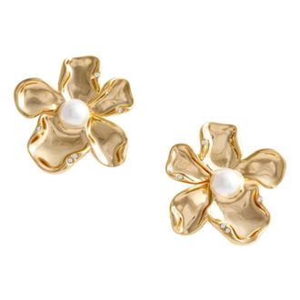 Self Portrait Pearl Flower Earrings - - Accessories - Damen - Gelb - ONE SIZE