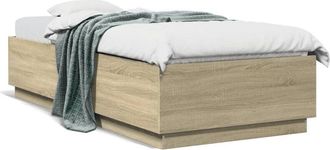 vidaXL Bettgestell mit led Sonoma-Eiche 90x200 cm Holzwerkstoff Vidaxl