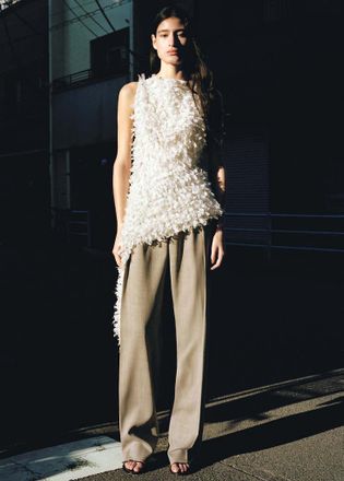 Mango Pantalon laine taille basse gris - Femme - 34 - MANGO