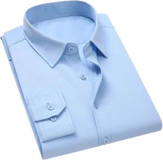 Generic Chemise daffaires de couleur unie d&eacute;contract&eacute;e &agrave; manches longues pour homme, bleu clair, 3XL