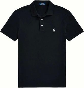 Ralph Lauren Homme, Tops, Noir, Taille: 2XL Polo en coton &agrave; trois boutons