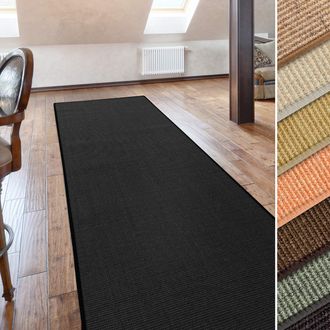 Casa Pura Naturfaser Sisal Stufenmatte | Uni schwarz | Qualitätsprodukt aus Deutschland | kombinierbar mit Sisalläufer | 65x23,5 cm | rechteckig | einzelne Matt