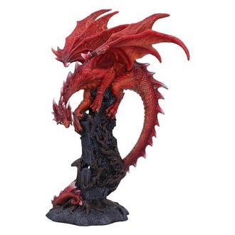 Nemesis Now Drakonische Wurzelfigur, 28,5 cm, Kunstharz, roter Drache auf Stein, roter Drache, Ornament, Sammlerstück, Drachen-Geschenkware, gegossen aus feinstem