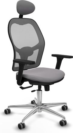 Piqueras y Crespo Ergonomischer B&uuml;rostuhl, Grau, mit 3D-Armlehnen, h&ouml;henverstellbare Lendenwirbelst&uuml;tze und festes Kopfteil, ausgestattet mit Syncro/Traslack und injizi