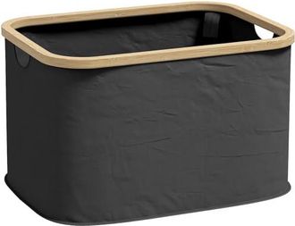 HOMCOM Panier à linge pliable 36 L corbeille linge sale avec poignées rainurées, bac à linge pour salle de bain, chambre à coucher, buanderie, noir
