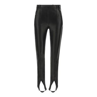 Balmain Femme, Pantalons, Noir, Taille: 36 FR Pantalon en cuir dagneau avec bride