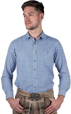Edelnice Trachtenmode Stockerpoint Zenta Chemise pour Homme Bleu/Blanc/Carreaux-Taille 5XL - Bleu - Medium