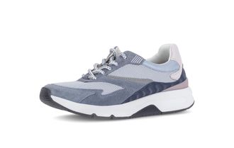 Gabor Damen Low-Top Sneaker, Frauen Sandalen,grau,beige,Lack,braun,klassisch,Komfort-Mehrweite,modisch,orthopaedisch,Blue k./Weiss,37.5 EU / 4.5 UK