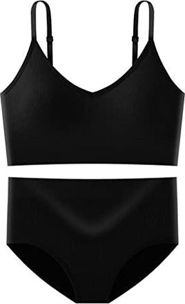 Generic Ensemble sous Vetement Femme Ensemble Lingerie Confortable Classique Shorty + Soutien-Gorge Dentelle - C&ocirc;t&eacute;s D&eacute;couverts, Respirant, Id&eacute;al &Eacute;t&eacute;