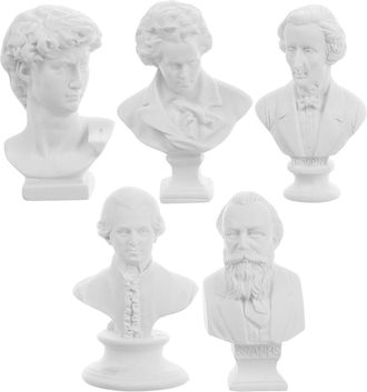 IFUNDOM 5 St&uuml;ck Mini Musiker B&uuml;sten Skulpturen Aus Harz Klassische Puppenhausstatue F&uuml;r Desktop Dekoration Und Regal Deko Kleine Gipsskulptur Figurenset F&uuml;r H