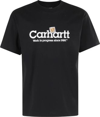 Carhartt Work in Progress Schwarzes SS Label T-Shirt - - Tops - Herren - Schwarzk - S