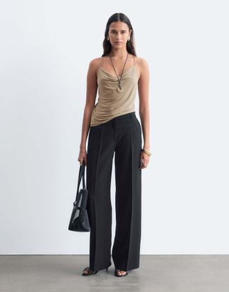 & Other Stories pantalon large &agrave; couture frontale noir