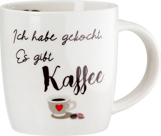 Gilde 1 Tasse/Becher, Kaffee, Spruch, Ich habe gekocht. Es gibt Kaffee, Knochenporzellan, weiß