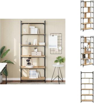 vidaXL Bücherregal 6 Böden Sonoma-Eiche 76x32x192 cm Holzwerkstoff - Bucherregal - Regal - Holzmöbel - Wohnraumgestaltung - Bücheraufbewahrung - Home &