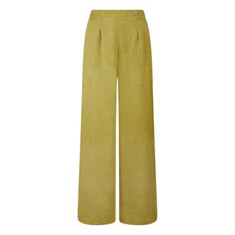 Bomboogie Femme, Pantalons, Jaune, Taille: 44 FR Pantalon Palazzo en Lin