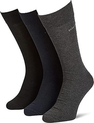 HUGO BOSS Hugo Boss Lot de 3 paires de chaussettes pour homme - 3 couleurs/noir/bleu foncé - Toutes les tailles - Multicolore - 11