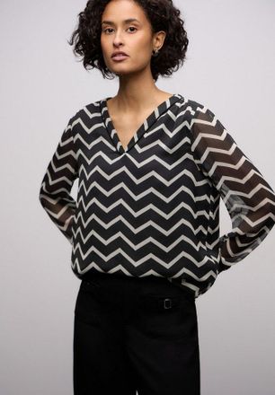 Street One Chiffonbluse Langarm mit elastischen B&uuml;ndchen