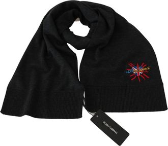 Dolce & Gabbana Mens Gray dgloveslondon Wrap Shawl Wool Scarf Virgin