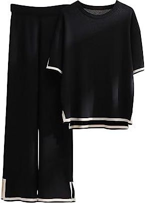 E.SSUE Ensemble Jogging Femme 2 PièCes Soldes Ensembles De Chandails Ensembles De Salon Deux PièCes Sensation De Soie Oversize DéContracté Manches Courtes Un