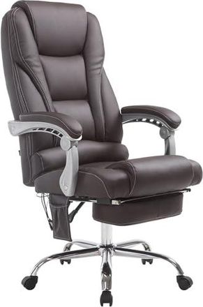 Clp Chaise De Bureau Pacific Simili Cuir I Fonction Massage I Ergonomique, Rotative &Agrave; 360&deg; avec Repose-Pieds I R&eacute;glable en Hauteur, Couleur:Marron