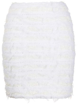 Balmain jupe ajust&eacute;e en tweed - Blanc