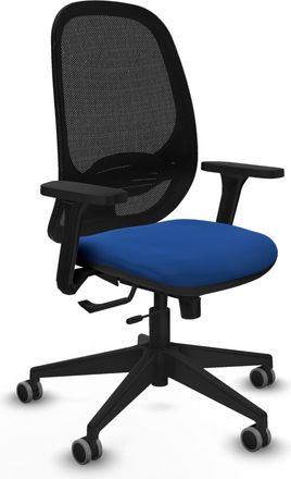 Piqueras y Crespo Cilanco Lendenwirbelst&uuml;tze mit 3D-Armlehnen, ausgestattet mit Syncro/Traslack und Schneideschaum, mit Rollen 65 mm, Parkett, Schwarz/Blau