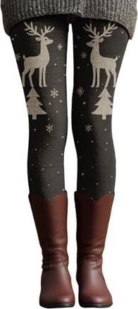 Generic Leggings Noel Femme Humour Imprim&eacute; Motif De No&euml;l Collants dhiver Taille Haute &Eacute;lastique Slim Pantalon De Yoga pour Fitness Entra&icirc;nement Doux Cosplay L