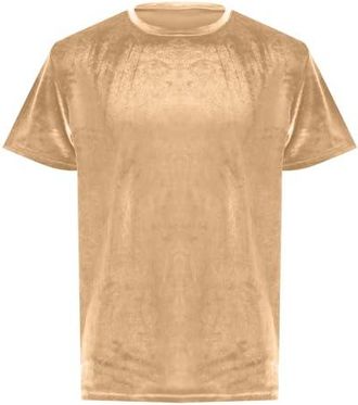 Generic T-shirts hommes velours velours mode hip-hop slim simple manches courtes, kaki, 3XL