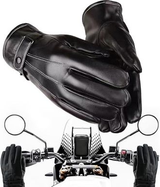 Generic Gants de travail en cuir - Gants dhiver en cuir de 25 cm, protection des mains en plein air, mitaines d&eacute;quitation | Mitaines pour &eacute;cran tactile par te