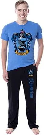 Intimo Harry Potter Mens Hogwarts All Houses Wizarding World Sleep Pajama Set (Ravenclaw, Large)