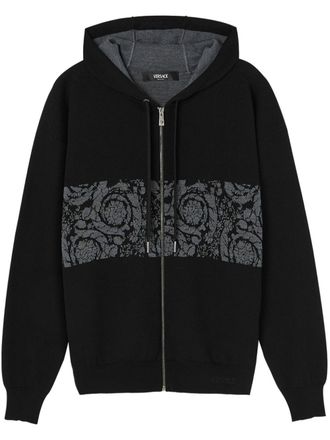 Versace hoodie zippé à motif Barocco - Noir