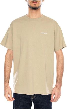 Carhartt Work in Progress Homme, Tops, Beige, Taille: L S/S Script Embroidery