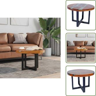 vidaXL Couchtisch Teak Harz 60 cm - Esszimmertisch - Couchtisch - Wohnzimmereinrichtung - Holztisch - Designertisch