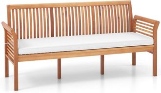 Costway Costway - Banc Exterieur Jardin 159 Cm, Banc Bois Acacia avec Coussin, Banquette Exterieure 3 Personnes, Banc de Jardin avec Dossier, Accoudoirs