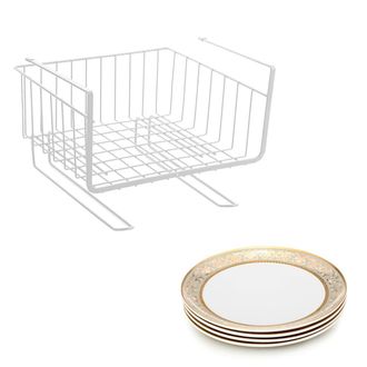 DOITOOL 2 St&uuml;ck Schrank Lagerregal aus Robustem Eisen Wei&szlig; Mehrschichtiges Schranktrennwand Regal f&uuml;r K&uuml;chen und Untertisch Aufbewahrung