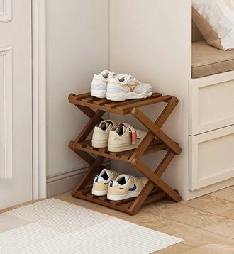 Generic Faltbares Schuhregal Schmaler Schuhständer Platzsparender Holzständer Aus Bambus Umweltfreundlich - Organizer Stabil Für Flur Eingangsbereich Kein Auf